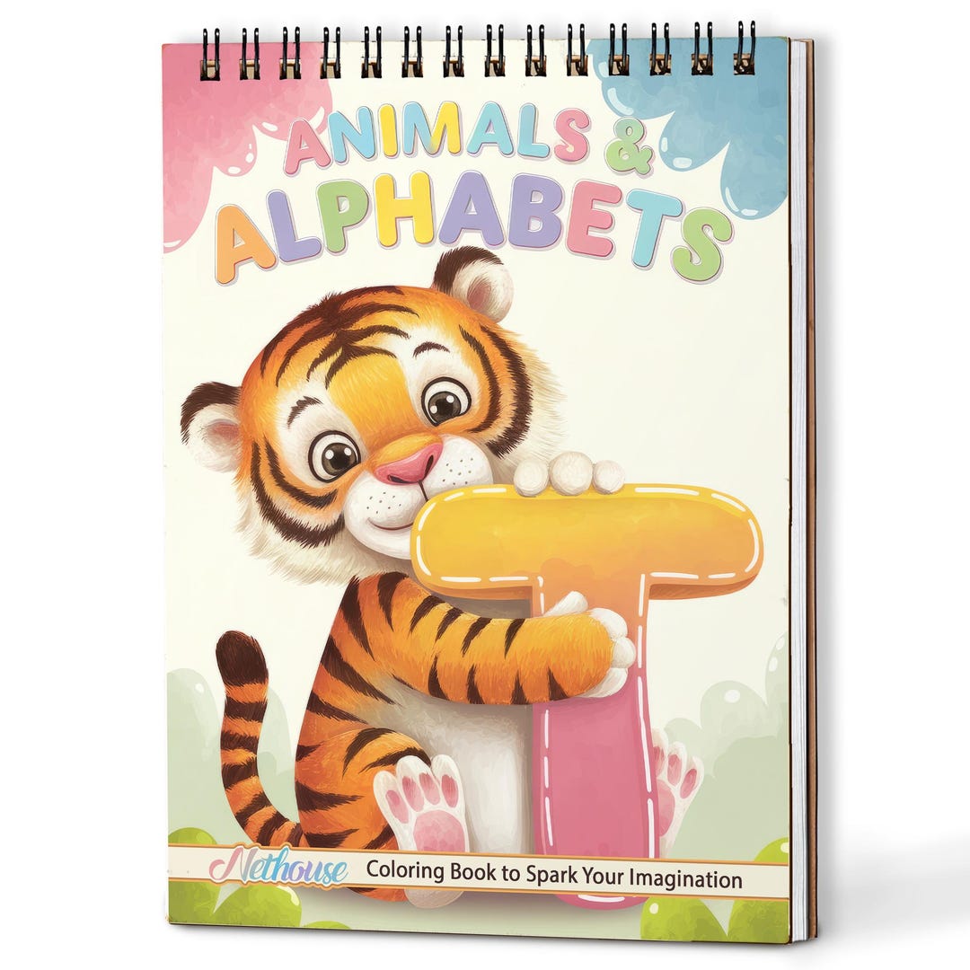 Animals & Alphabets Coloring Book A5 – Engraved Wood Cover - Etsy