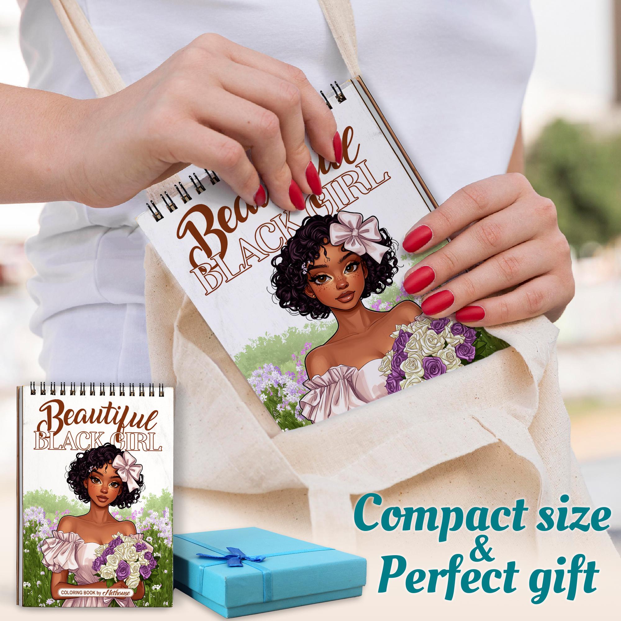 Handmade Black Girl Coloring Book: A5 Wooden Cover, Spiral Bound - Etsy
