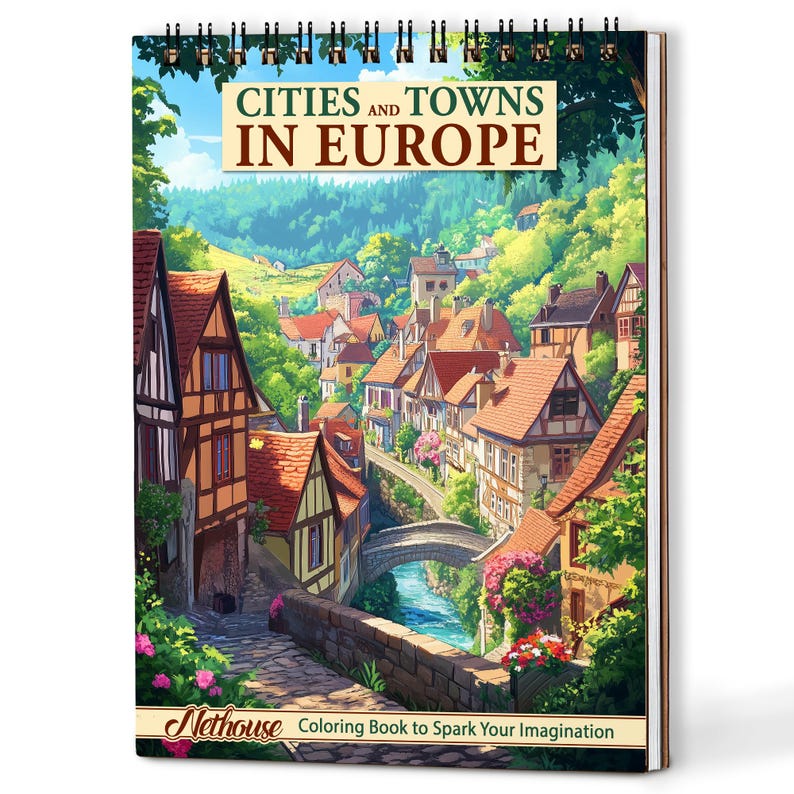 Cities and Towns in Europe Coloring Book – Charming European Streets ...