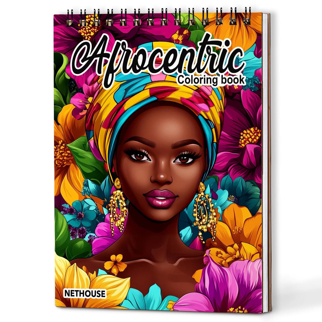 Afrocentric Coloring Book, A5 Wooden Cover, Spiral Bound - Etsy