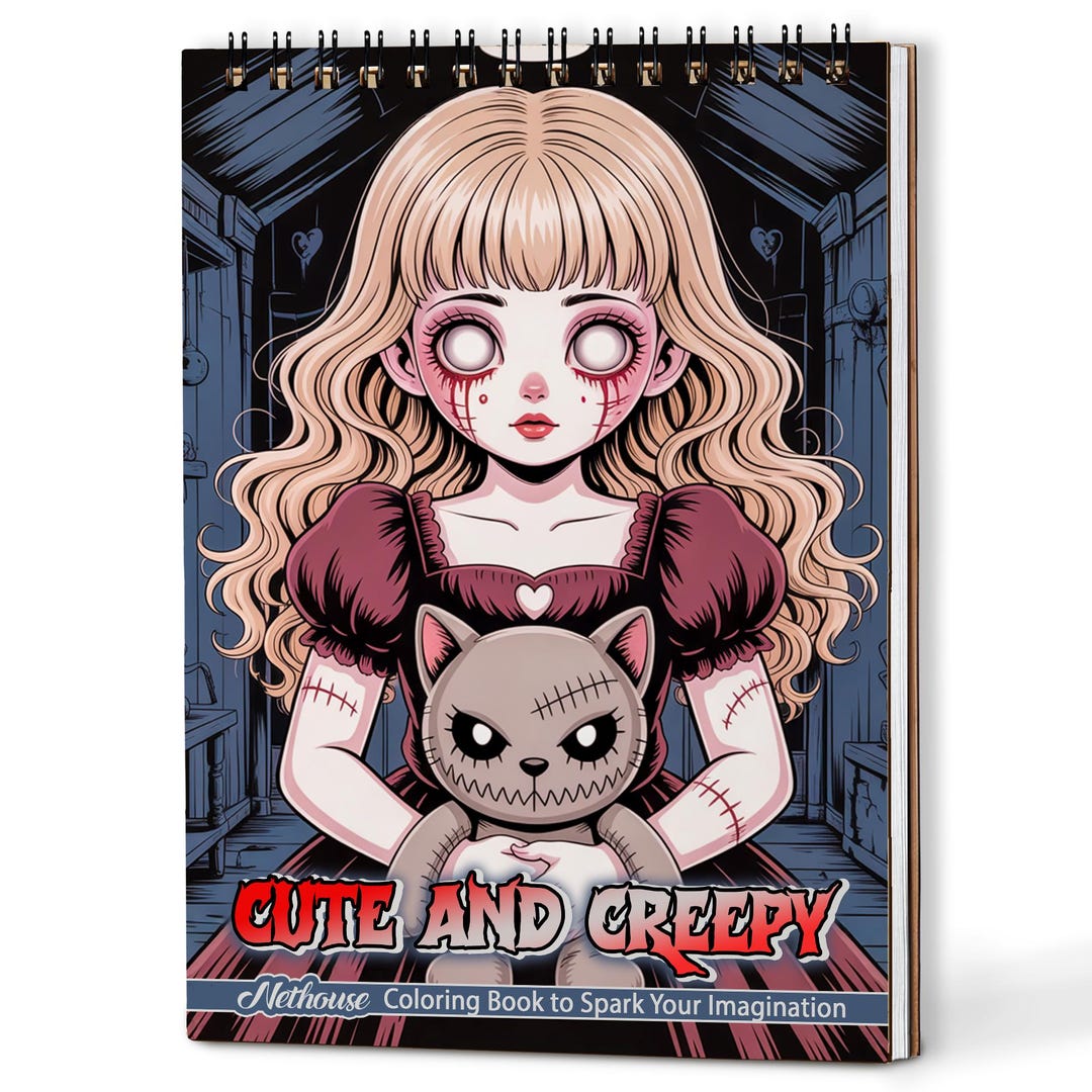 Cute and Creepy Coloring Book – Handmade Wooden Cover or Paper Cover ...