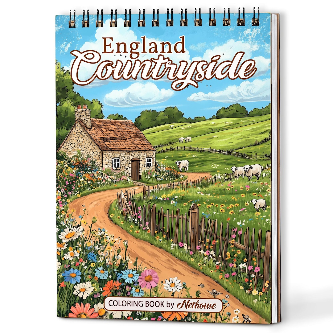 England Countryside Coloring Book – British Rural Landscapes, Quaint ...