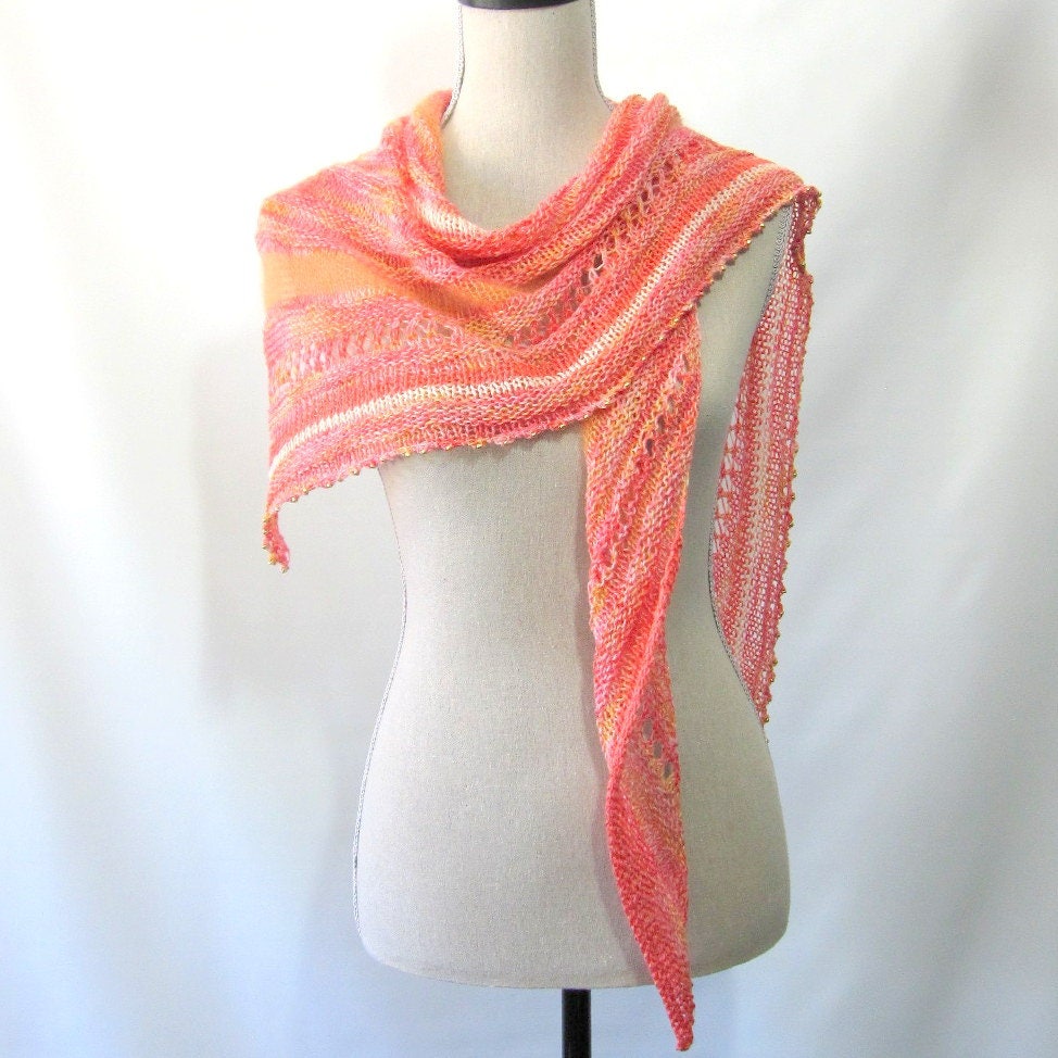 PDF Knitting Pattern - Twiggy Skinny Triangle Shawl Scarf - Etsy