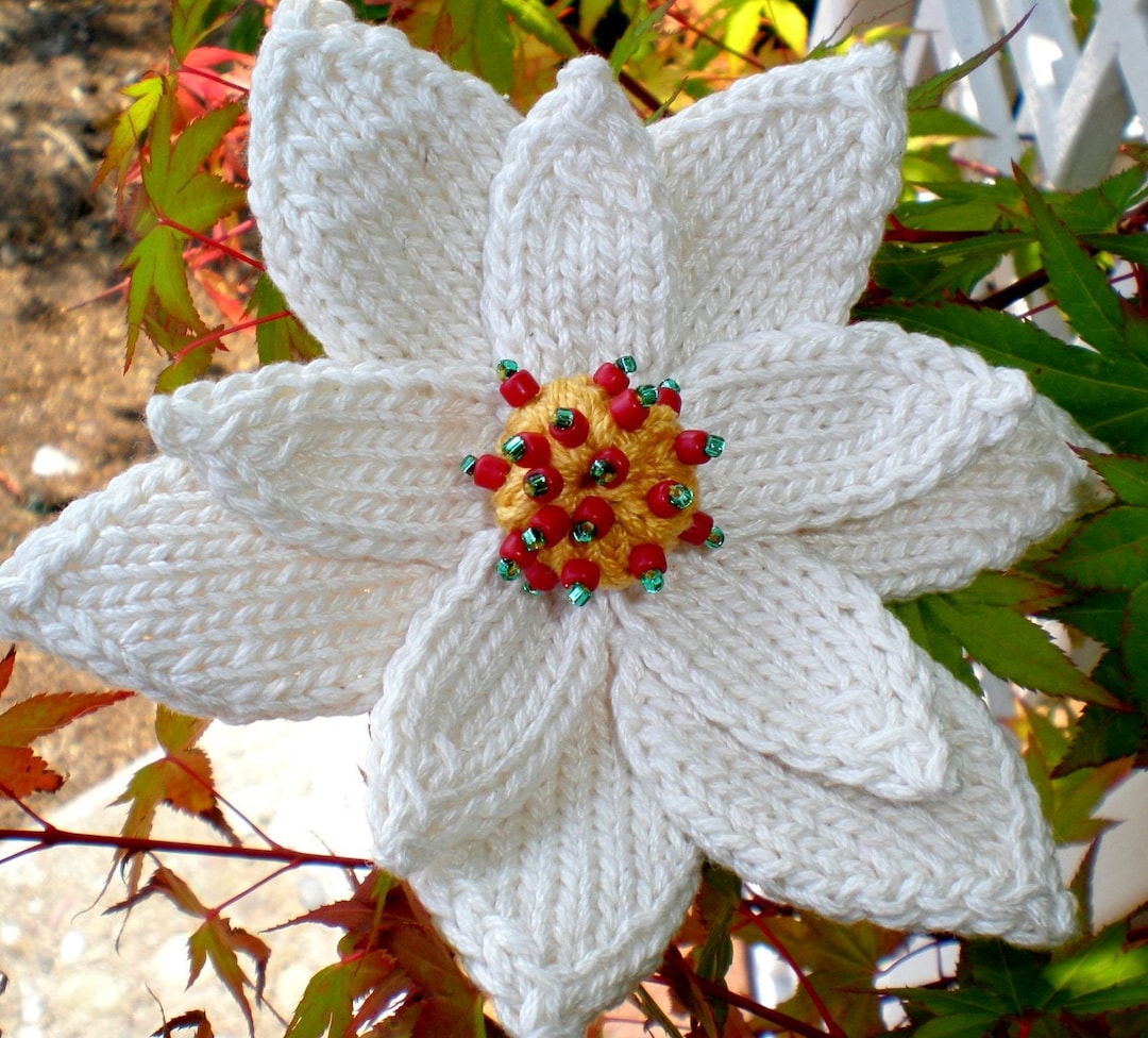 PDF Knitting Pattern - Poinsettia Knit Flower - Etsy