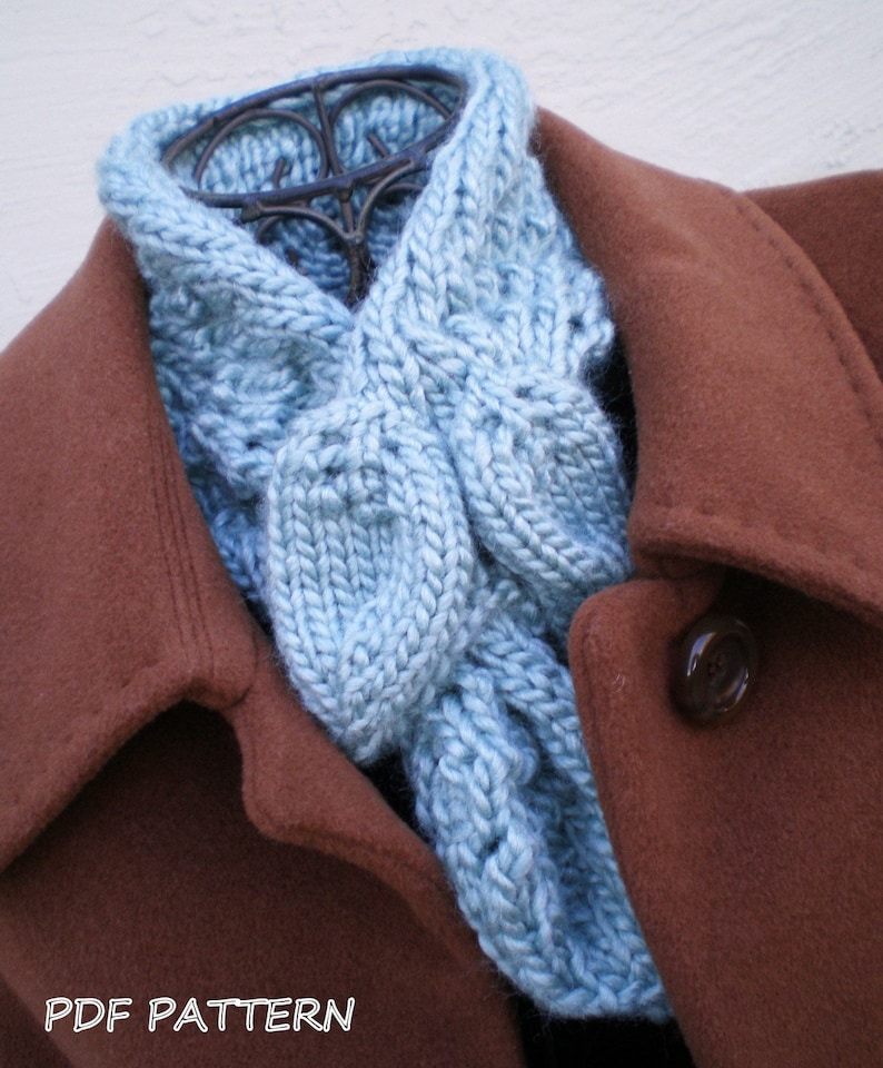 PDF Knitting Pattern - Scarf / Ascot / Scarflette - Leaves - Etsy