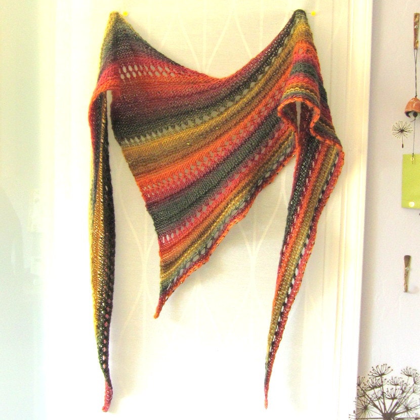 PDF Knitting Pattern - Twiggy Skinny Triangle Shawl Scarf - Etsy