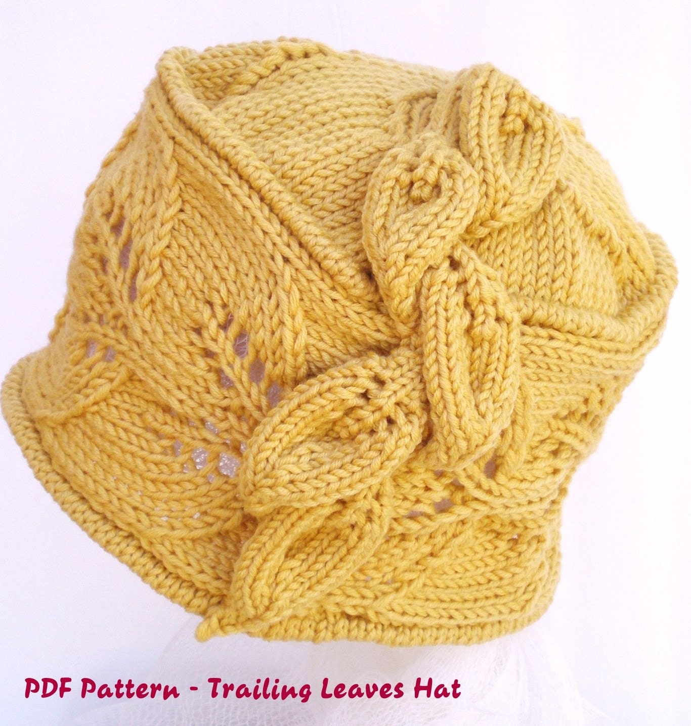 PDF Knitting Pattern Wool Lace Cloche Hat Trailing Leaves Hat (Download ...