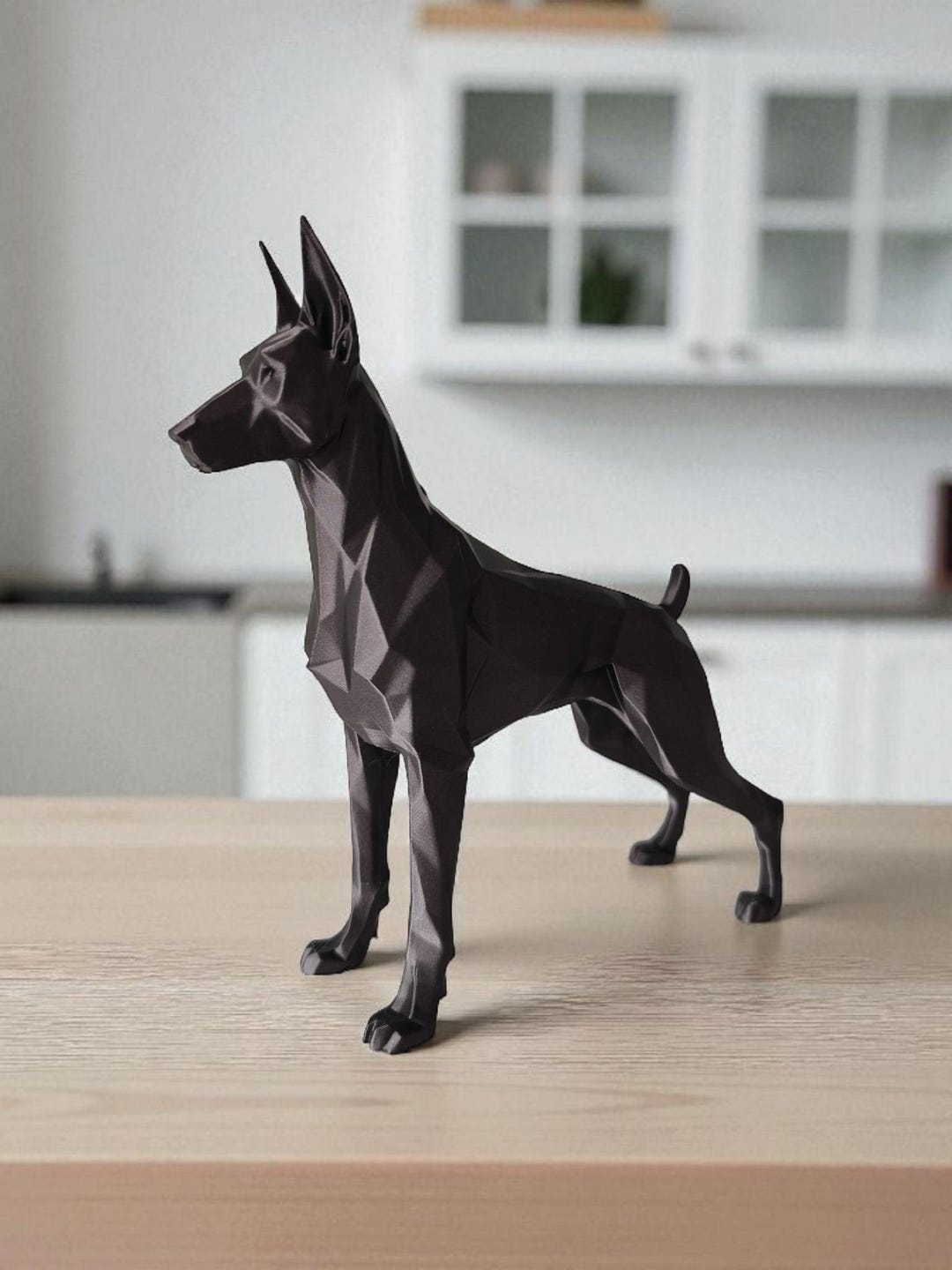 Low Poly Doberman – 3d-printed Designer Sculpture in a Modern Polygon ...