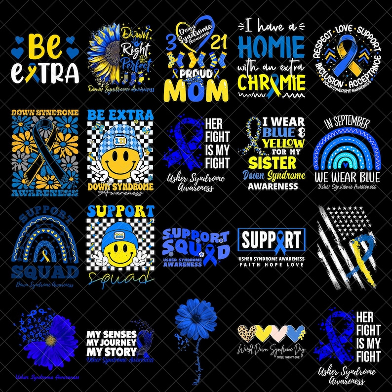 Down Syndrome Awareness PNG Bundle, Usher Syndrome Support, Be Extra ...