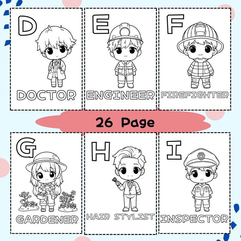 ABC Jobs Coloring Pages, A-Z Animal Learning (PDF) - Etsy