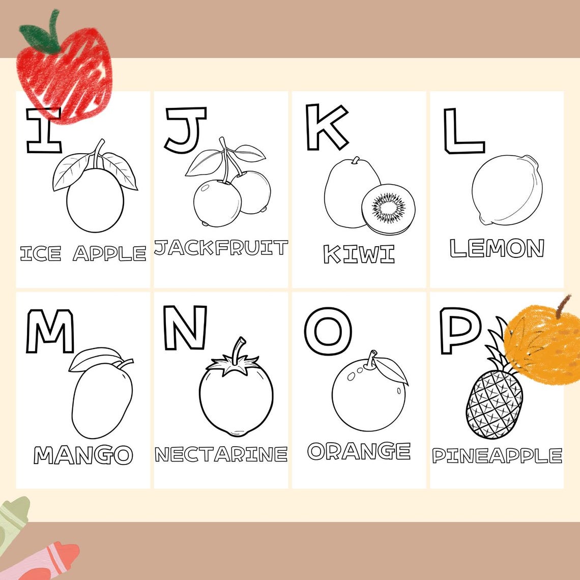 ABC Fruity Coloring Book | A-Z Printable Alphabet Coloring Pages ...