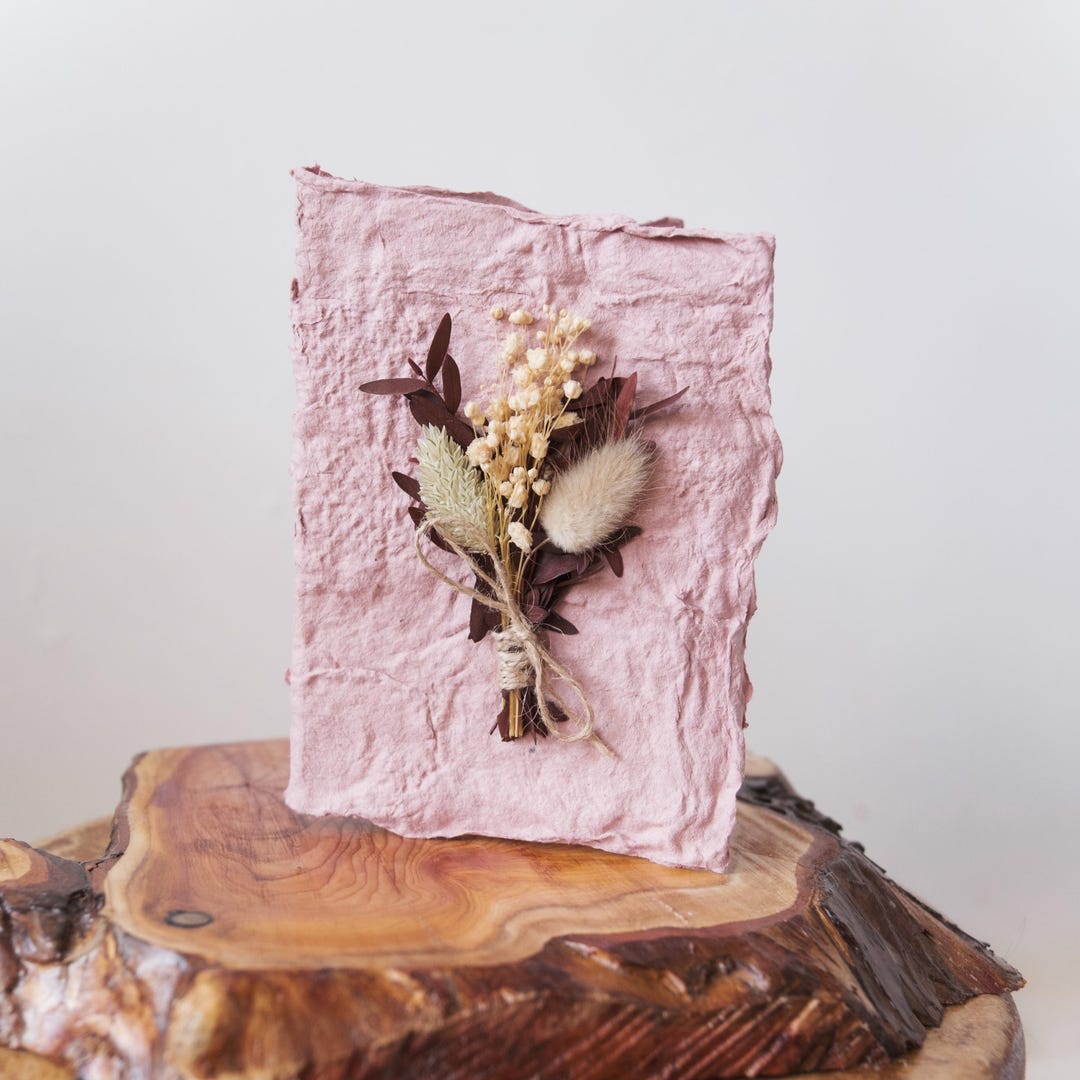 Handmade Dried Flower Greeting Card: Rustic Recycled Paper Card - Etsy UK