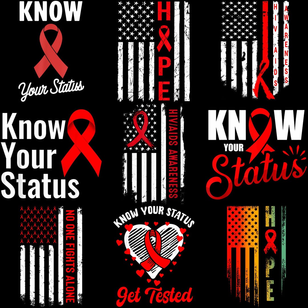 Know Your Status AIDS Awareness PNG, HIV Prevention Red Ribbon, Funny ...
