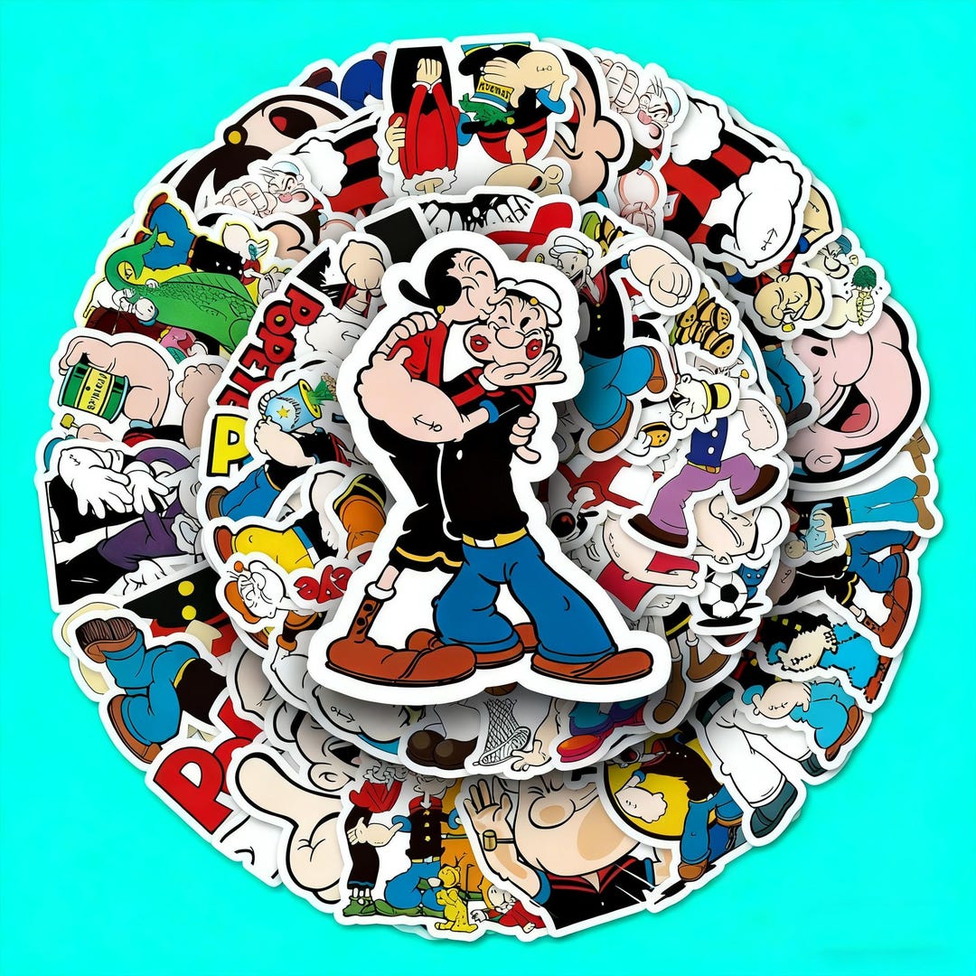 50pcs-popeye the Sailor Sticker Pack | Classic Cartoon Stickers | Water ...