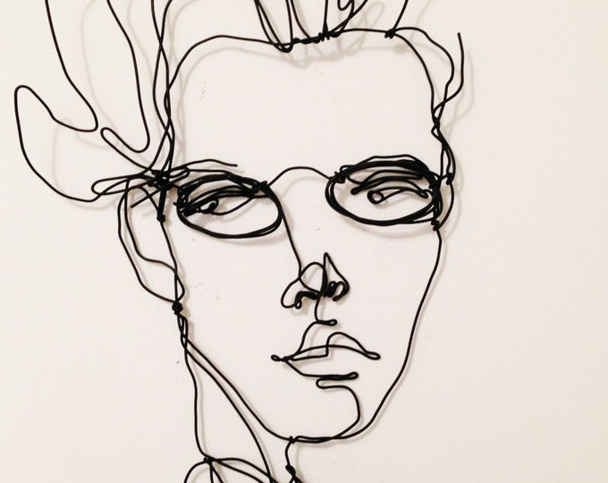 Wire Wall Art - Wire Portrait of a Man With Glasses - Wall Hanging ...