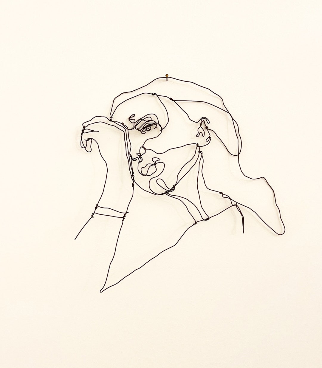 Wire Sculpture - Wondering Girl Wire Portrait - Portrait of Woman ...