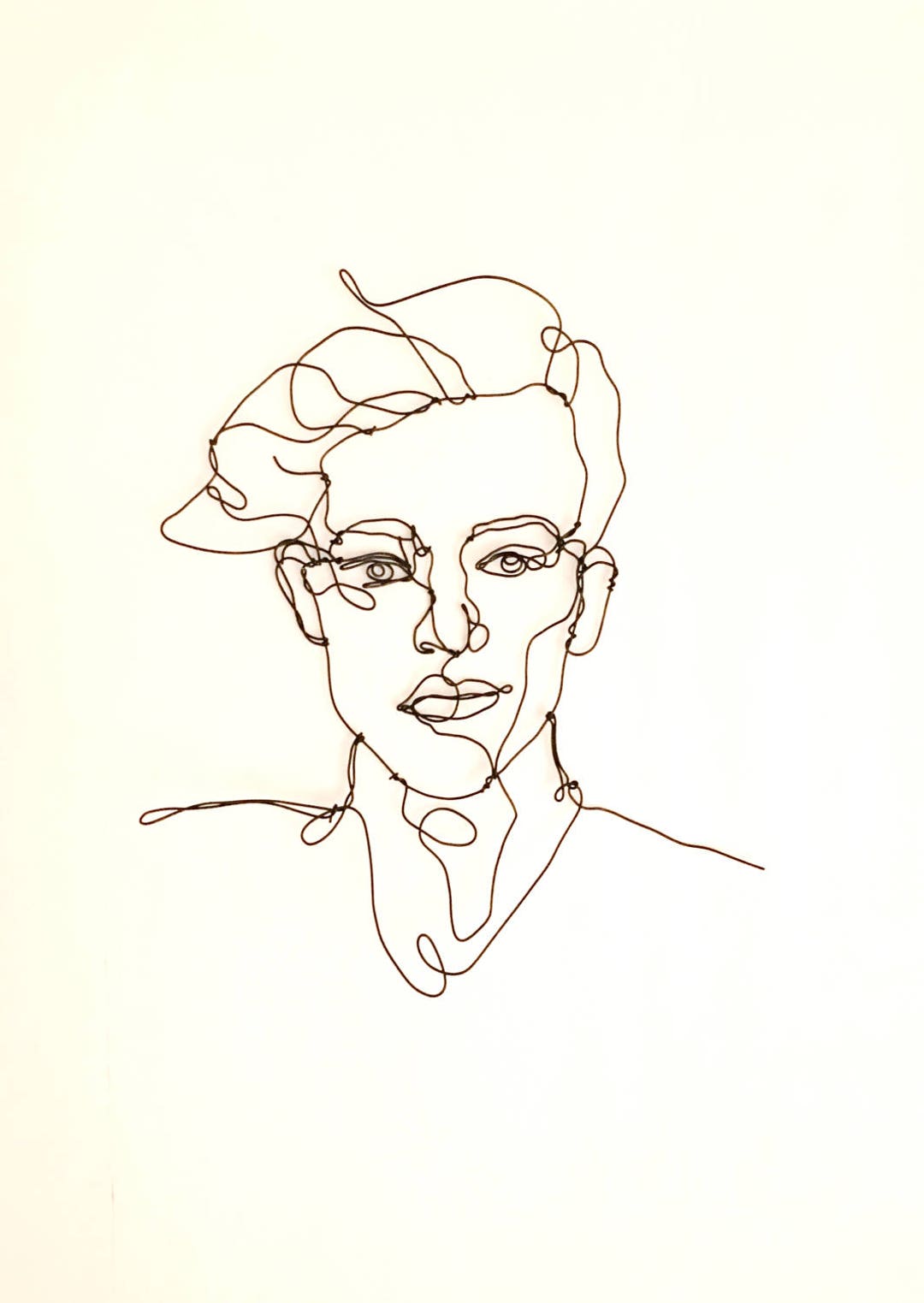 Male Face, Wire Sculpture of Man, Wire Portrait, Bust Wire Drawing ...