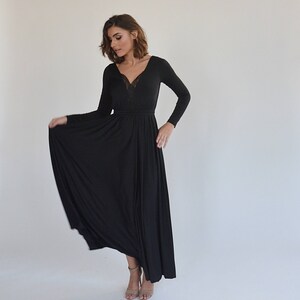 Bridesmaids Dress, Black Evening Dress Floor Length Bell Shape Dress ...