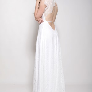 Bohemian Lace Wedding Dress, Low Open Back, Lace Train Dress, Mixed ...