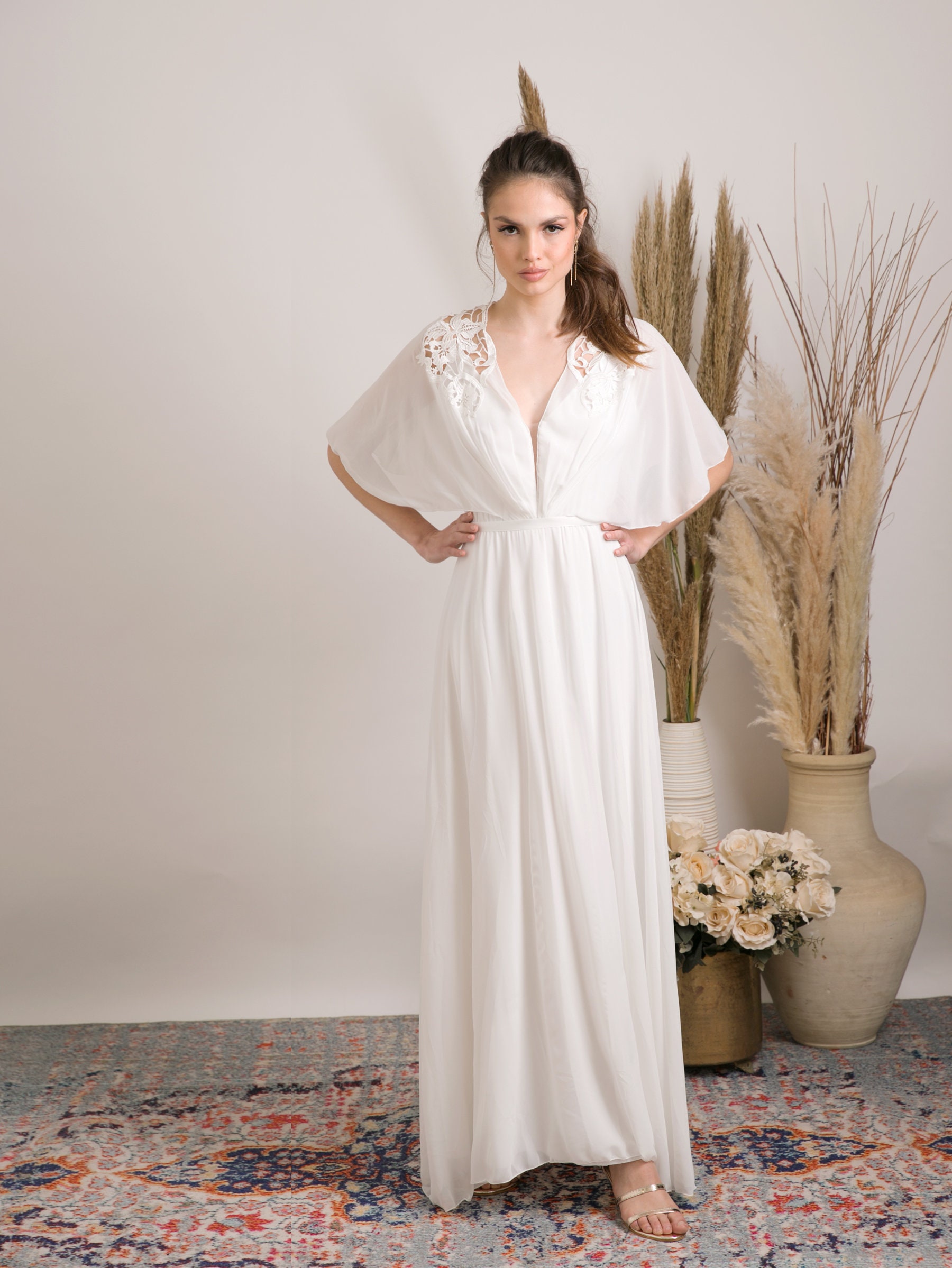 Simple Boho Wedding Dress Modest and Effortlessly Beautiful | Etsy Canada