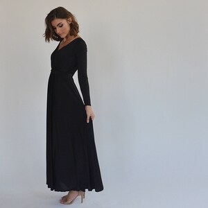 Bridesmaids Dress, Black Evening Dress Floor Length Bell Shape Dress ...