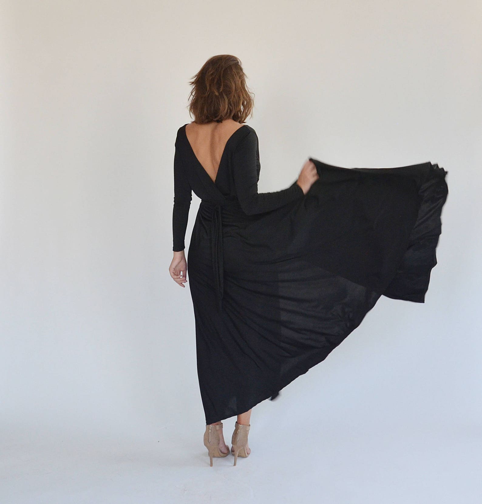 Bridesmaids black evening dress floor length bell shape | Etsy