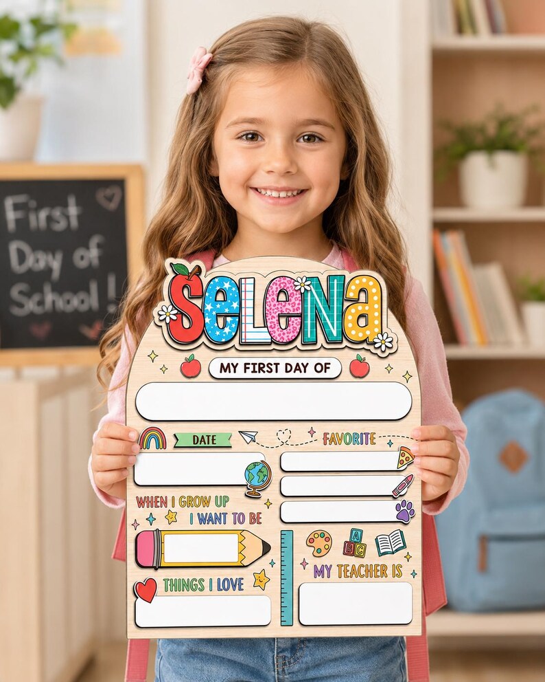 Personalized First Day of School Sign, Back to School Sign ...