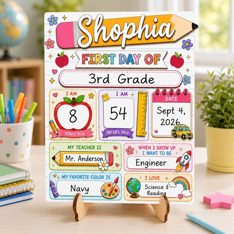 Custom First and Last Day of School Signs, Wooden Reusable Sign, Back ...