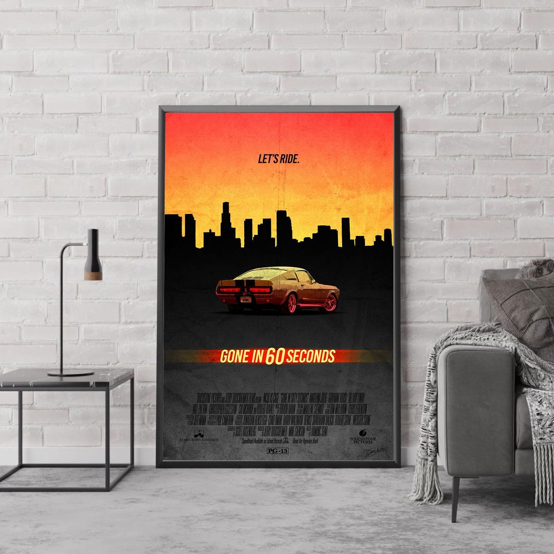 Gone in 60 Seconds Movie Poster, Classic Movie Art, Fantasy Movie Print ...