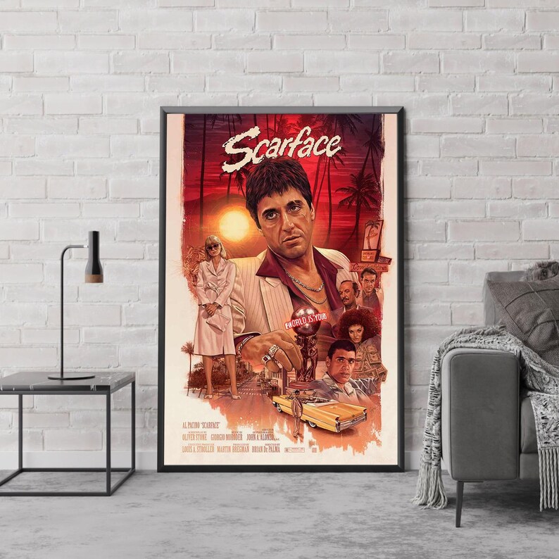 Scarface Movie Poster, Classic Movie Art, Fantasy Movie Print, Film ...
