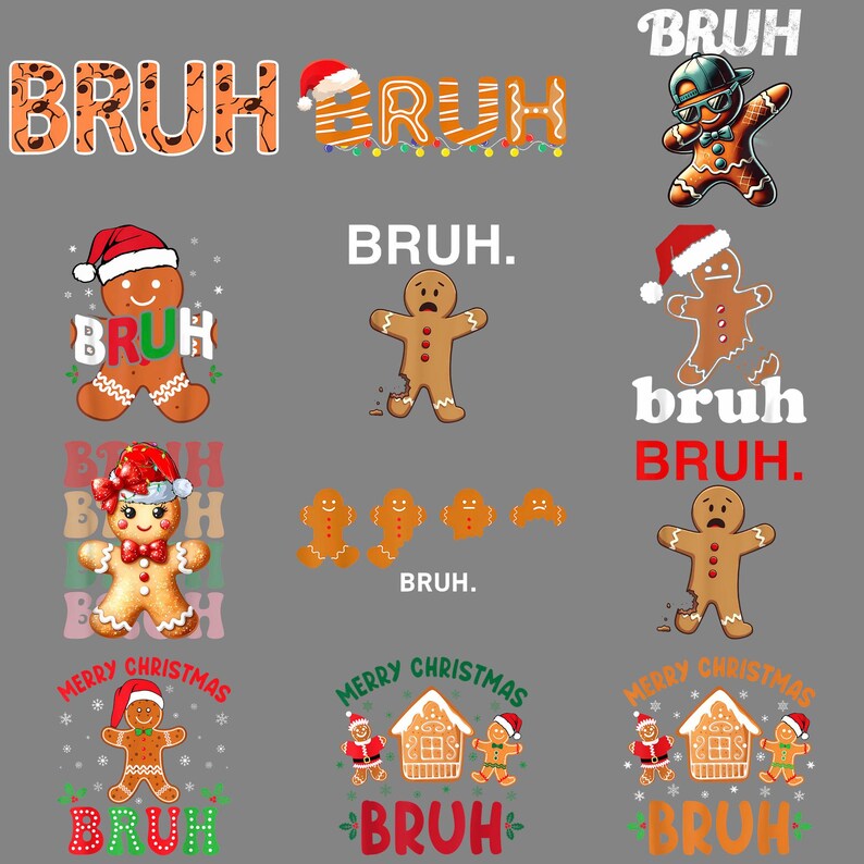 Bruh Gingerbread Man Meme PNG – Funny Christmas Cookie Teens Holiday ...