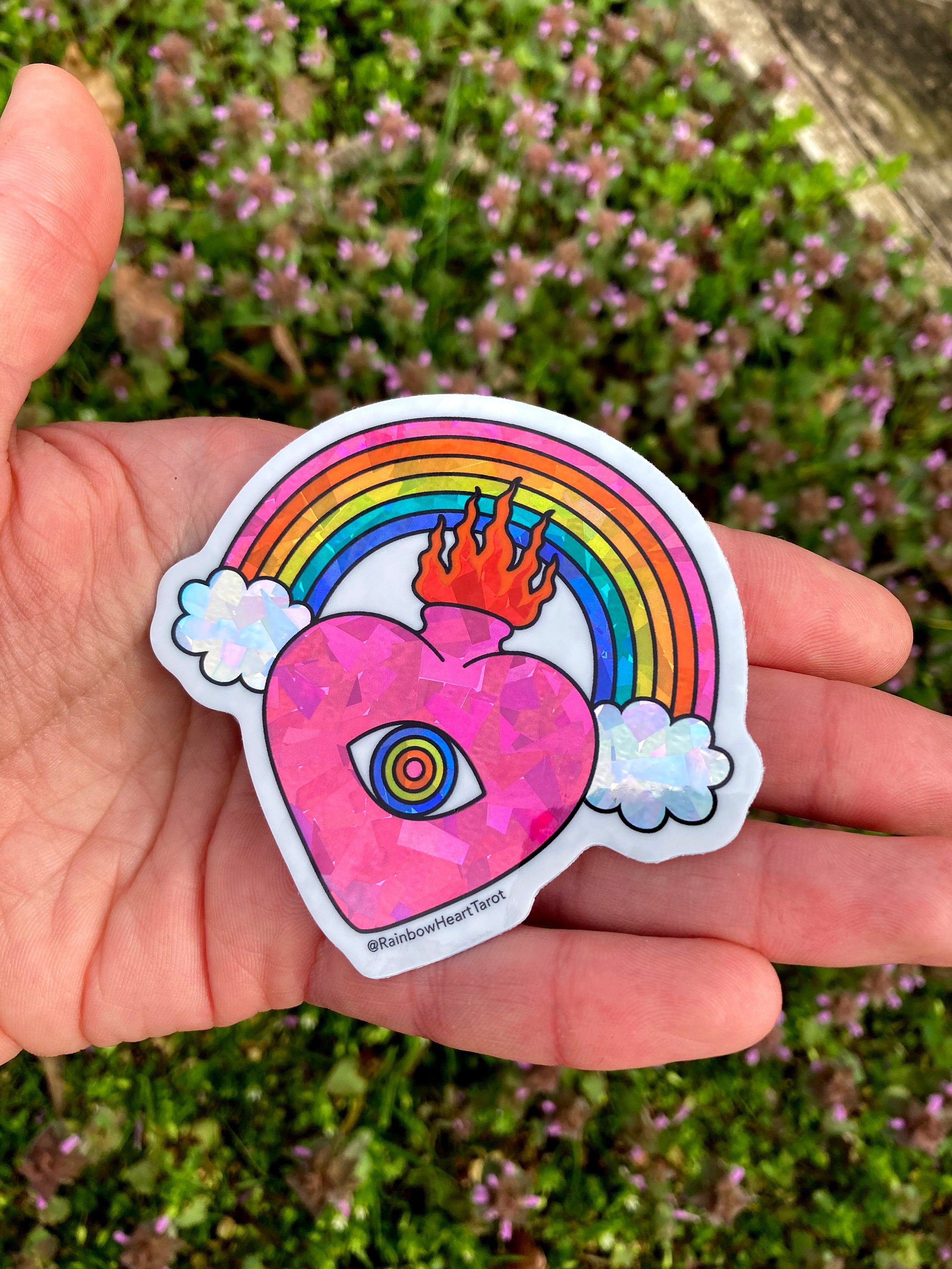 Rainbow Heart Tarot Prism Party Sticker Psicodélico Trippy - Etsy España