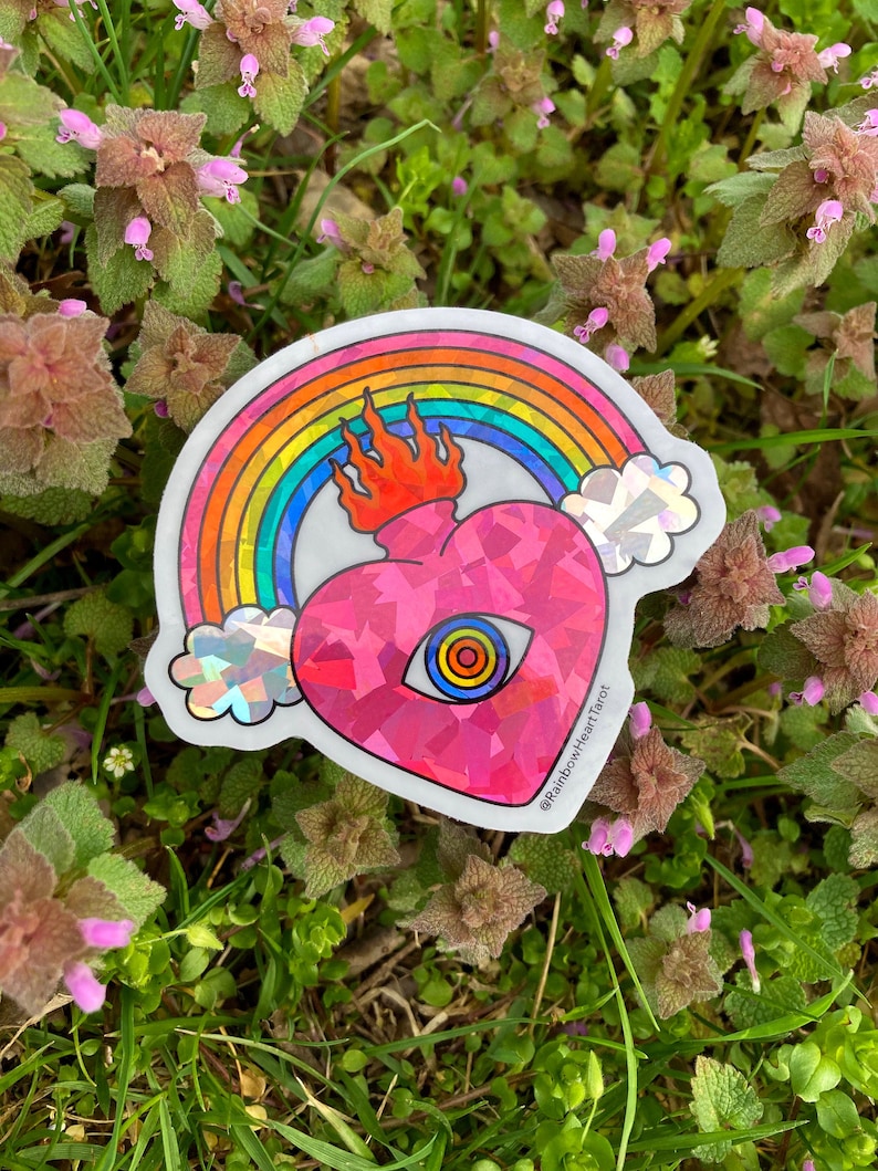Rainbow Heart Tarot Prism Party Sticker Psychedelic Trippy - Etsy