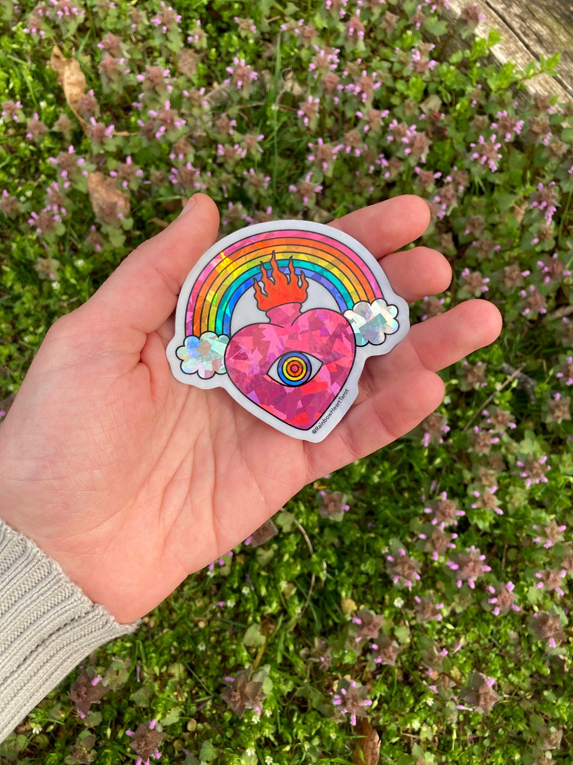 Rainbow Heart Tarot Prism Party Sticker Psychedelic Trippy - Etsy