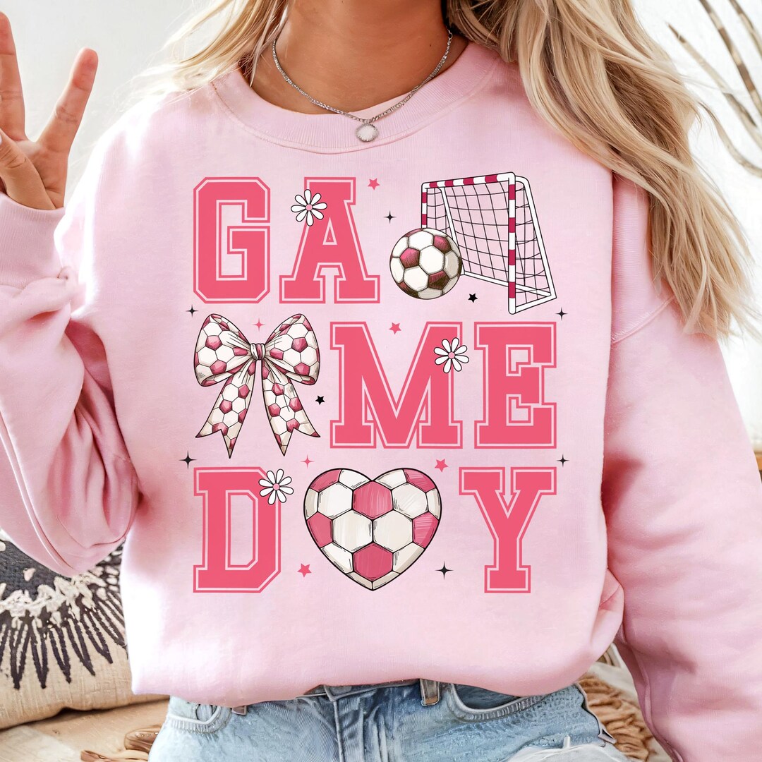 Girl Game Day Soccer PNG Pink Soccer Bow PNG Game Day Shirt Soccer Mom ...