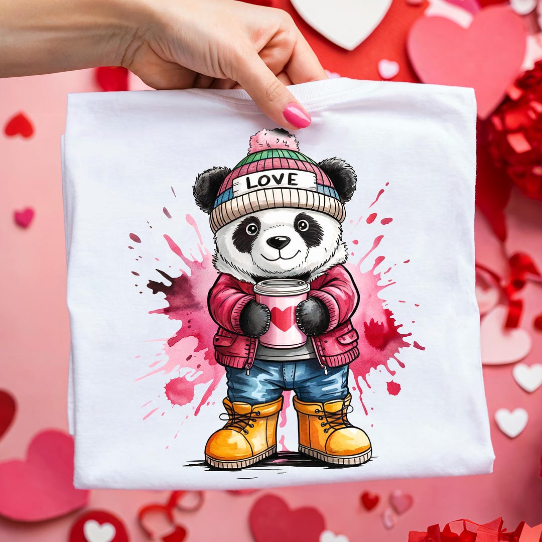 Valentine Panda Bear PNG Preppy Valentine Shirt Png Trendy Valentines ...