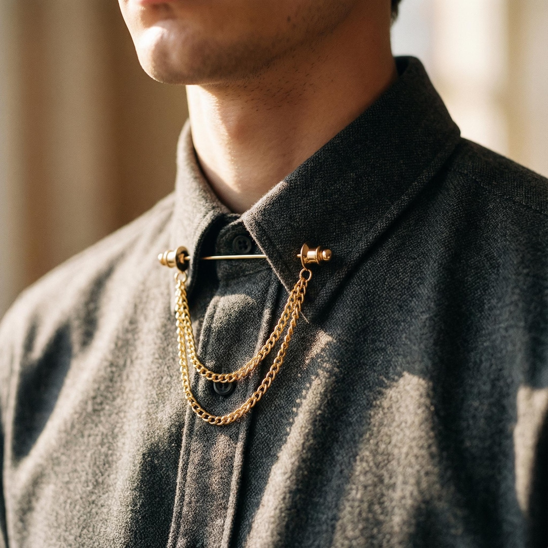 Double Chain Tassel Brooch,suit Lapel Pin,shirt and Coat Collar Chain ...
