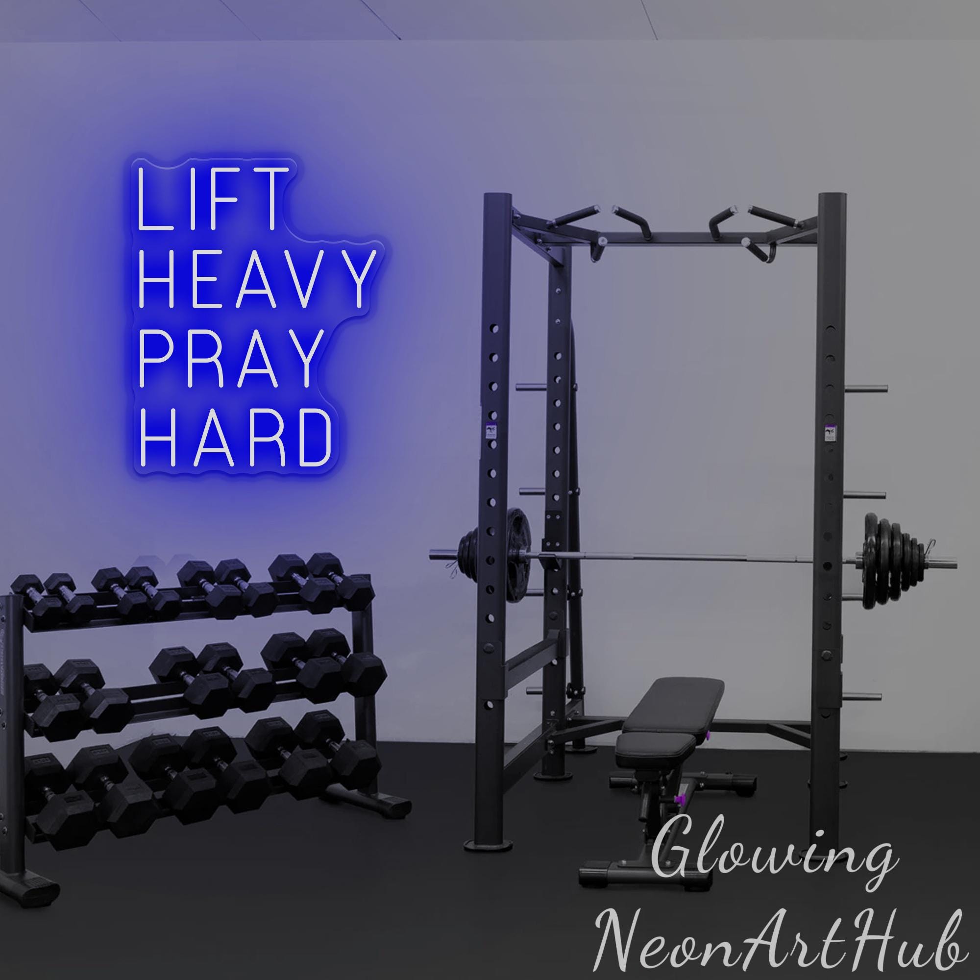 Lift Heavy Pray Hard Neon Sign Gym Wall Neon Sign Fitness Wall ...