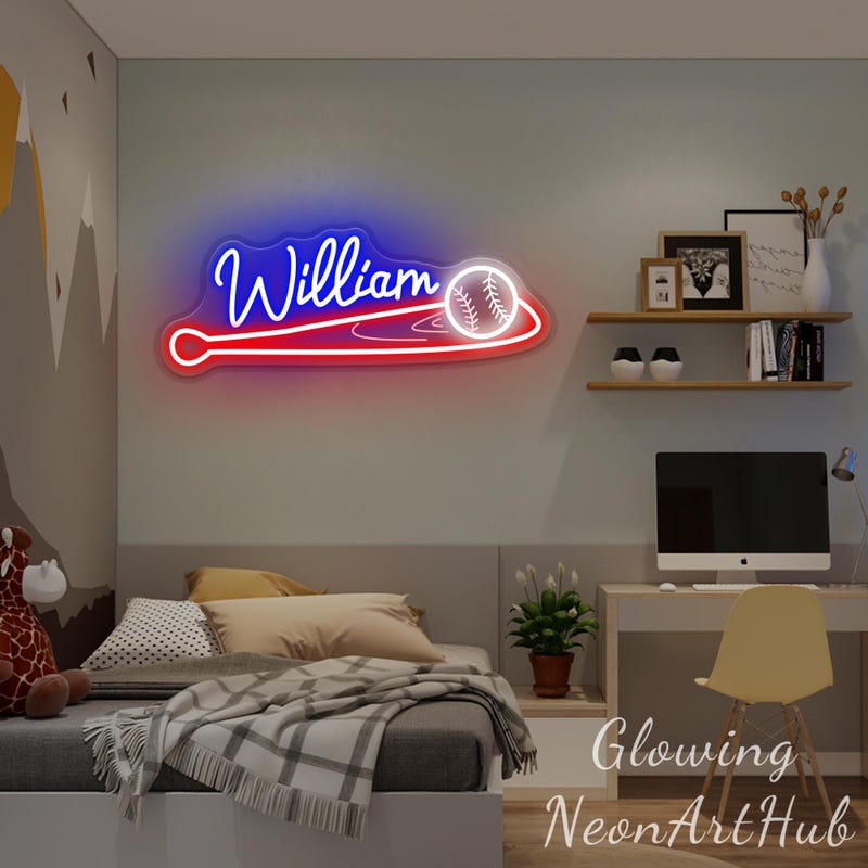 Neon Custom Baseball Name - Etsy