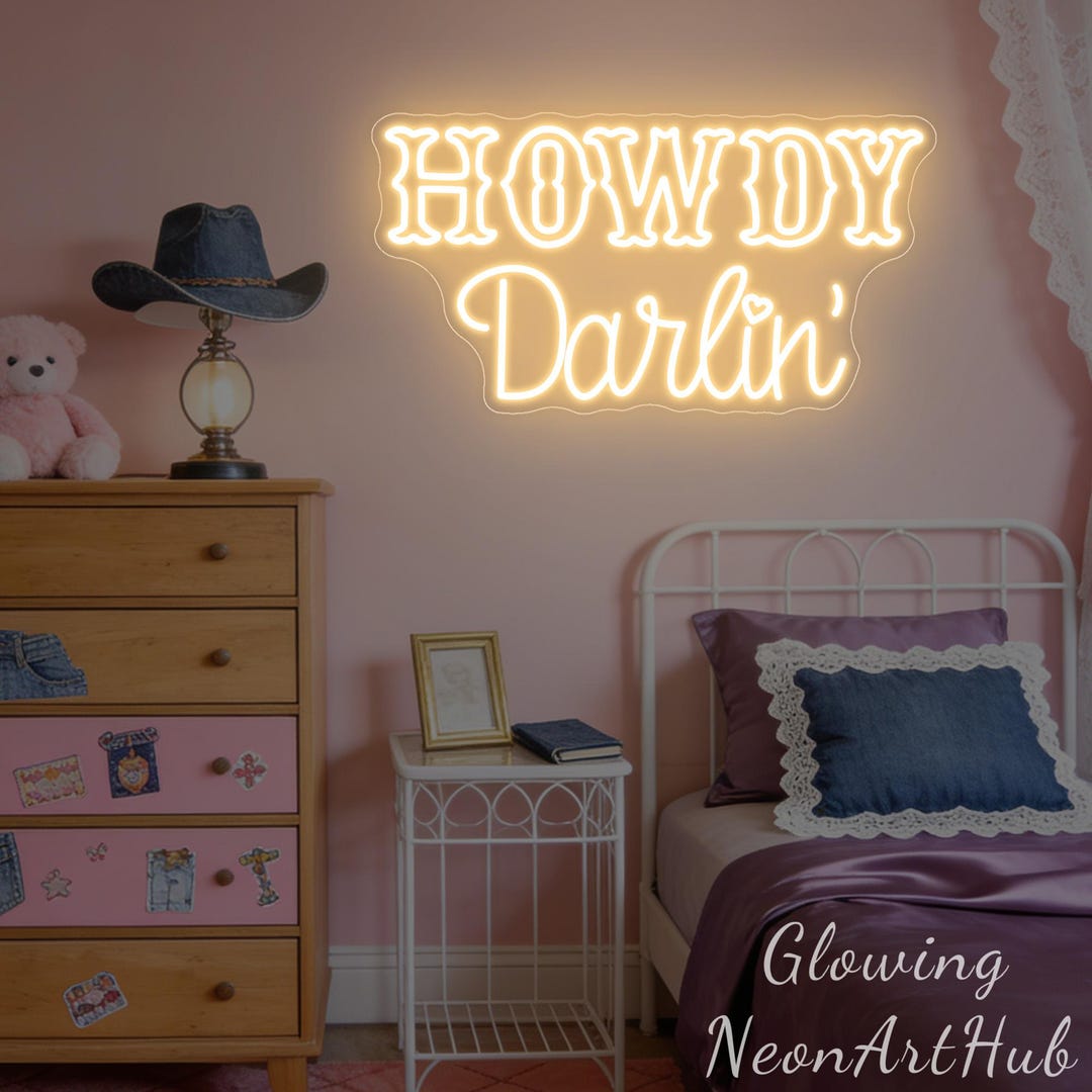 Howdy Darlin Neon Sign Custom Western Cowgirl Led Neon Light Cowboy ...