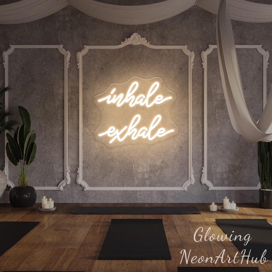 Inhale Exhale Neon Sign Fitness Yoga Neon Sign Custom Yoga Studio Neon ...