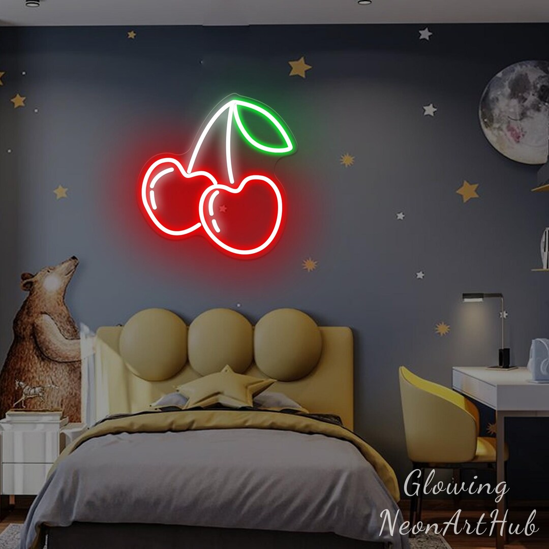 Cherry Neon Sign Fruit Wall Decor Gifts for Girls Room Decor Custom ...