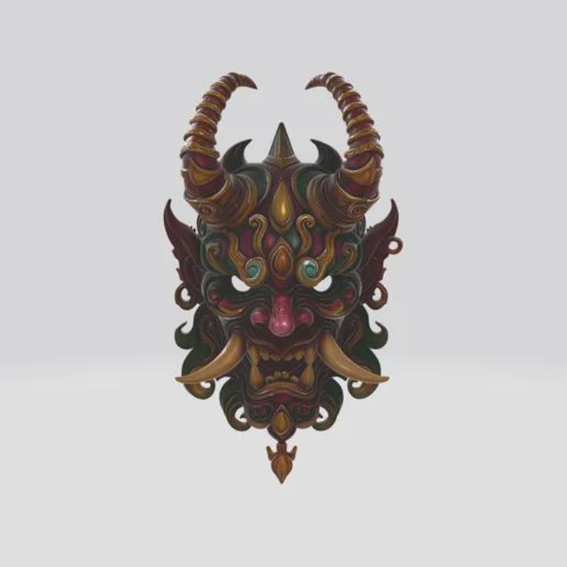 Oni Demon Mask Stl/obj File | 3D Print Japanese Samurai, Cosplay ...