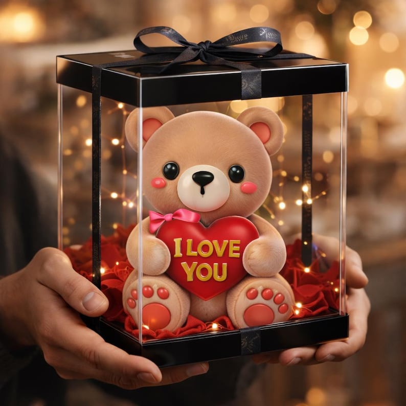 Cute Teddy Bear STL 3D Print File | Valentine Bear With Heart | Love ...