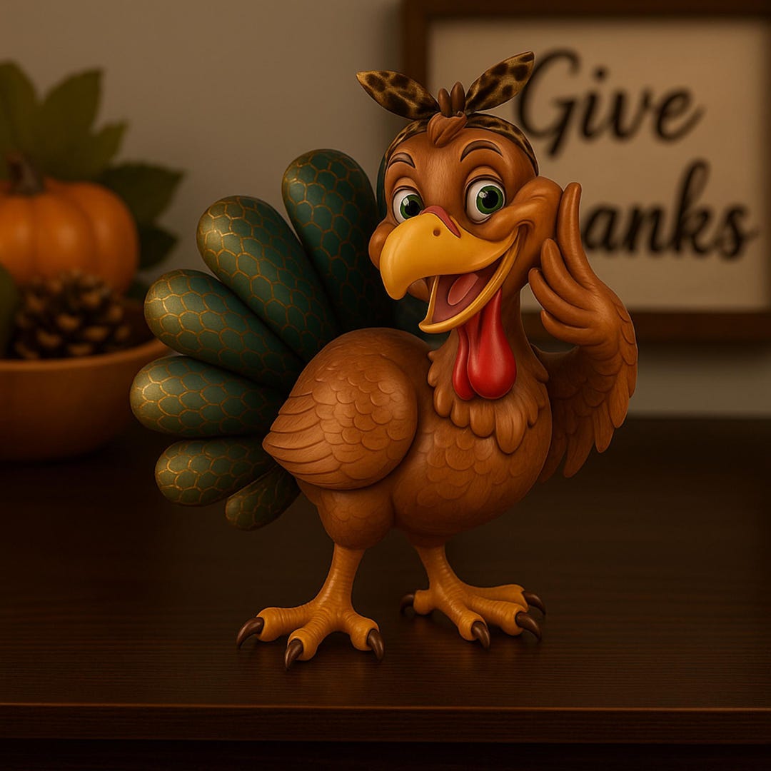 3D Printable Cartoon Turkey STL/OBJ: Thanksgiving Table Decor (digital ...