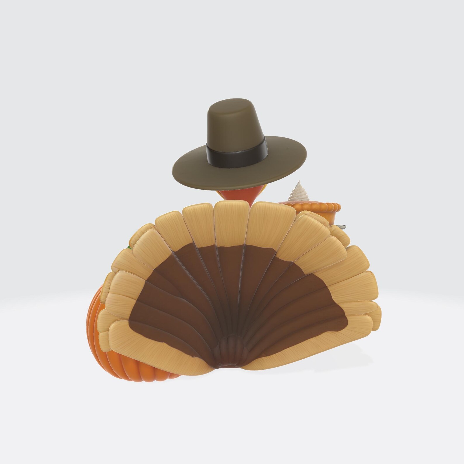 3D Printed Thanksgiving Turkey Figurine, Pilgrim With Pumpkin Pie (STL ...