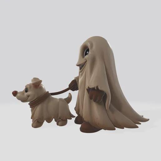 Spooky Cute Ghost and Dog Figurine 3D Model (STL, OBJ) - Etsy