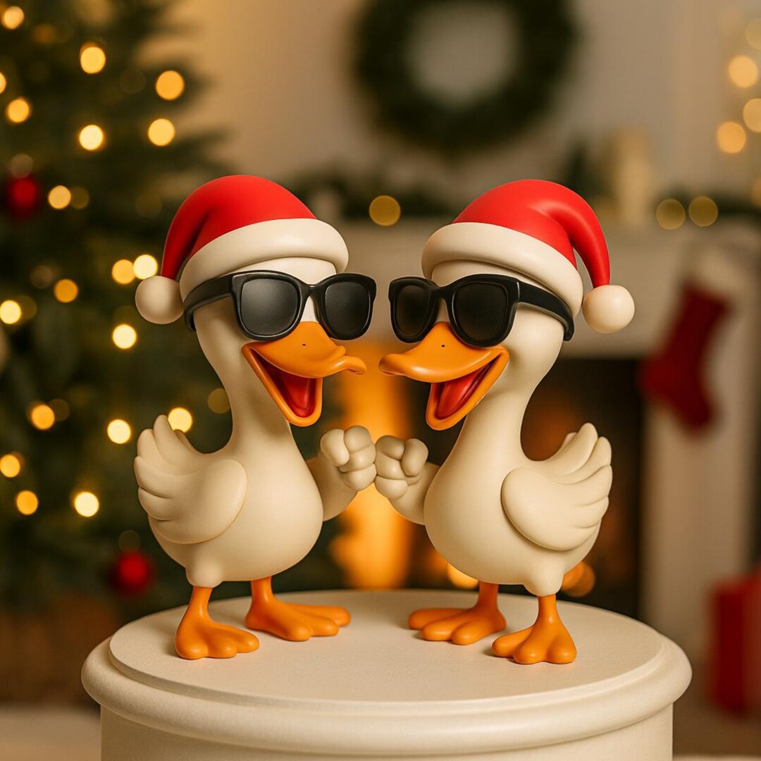 Christmas Duck Duo 3D Model, Santa Hat Ducks (digital Download) - Etsy