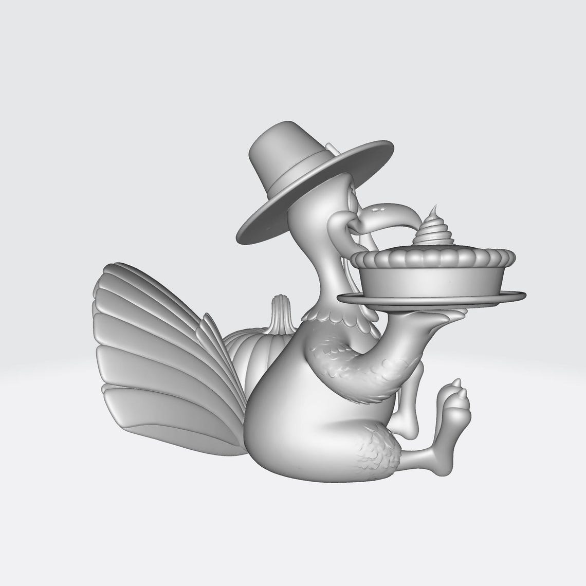 3D Printed Thanksgiving Turkey Figurine, Pilgrim With Pumpkin Pie (STL ...