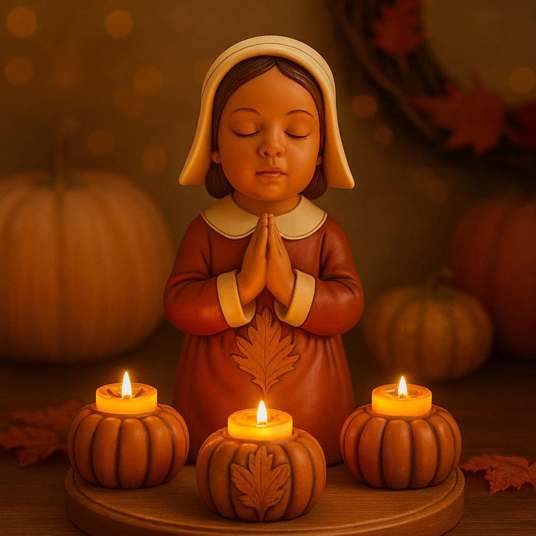 Pilgrim Girl Candle Holder 3D Model STL/OBJ - Thanksgiving Decor ...